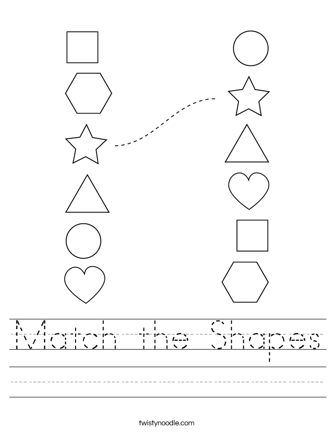Match the Shapes Worksheet - Twisty Noodle Match the Shapes Worksheet - Twisty Noodle