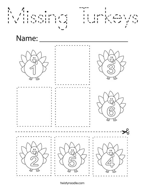Missing Turkeys Coloring Page - Tracing - Twisty Noodle Missing Turkeys Coloring Page - Tracing - Twisty Noodle