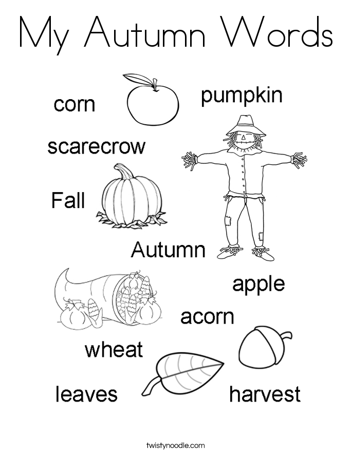 My Autumn Words Coloring Page Twisty Noodle my-autumn-words-coloring-page-twisty-noodle