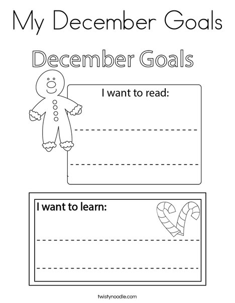 My December Goals Coloring Page - Twisty Noodle My December Goals Coloring Page - Twisty Noodle