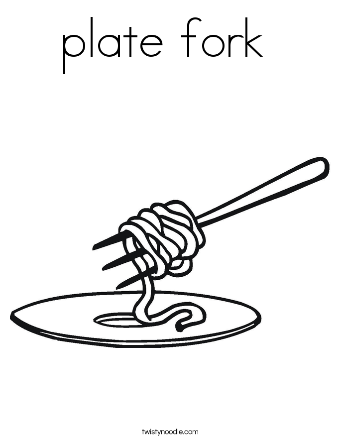 plate fork Coloring Page - Twisty Noodle plate fork Coloring Page - Twisty Noodle