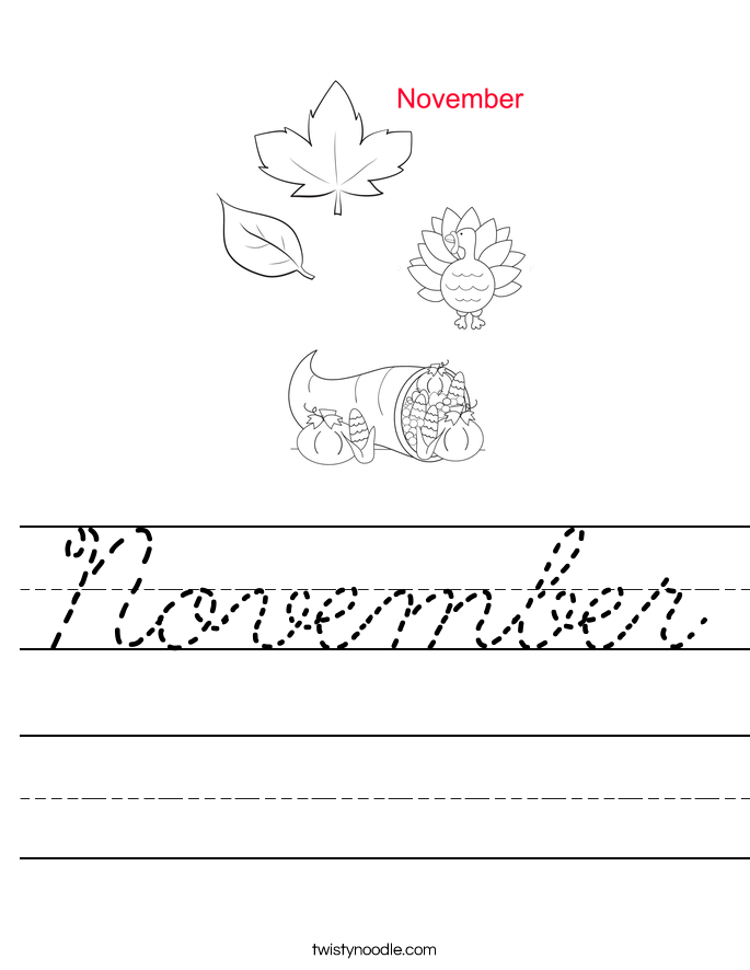 November Worksheet Cursive Twisty Noodle november-worksheet-cursive-twisty-noodle