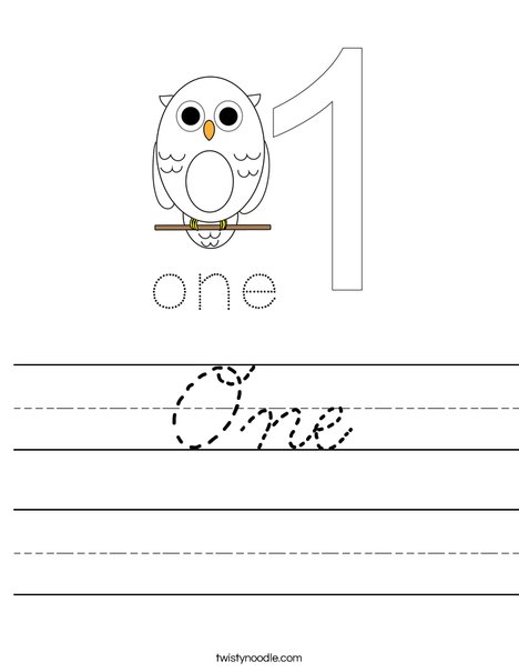 One Worksheet - Cursive - Twisty Noodle