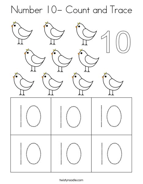 Number 10- Count and Trace Coloring Page - Twisty Noodle Number 10- Count and Trace Coloring Page - Twisty Noodle