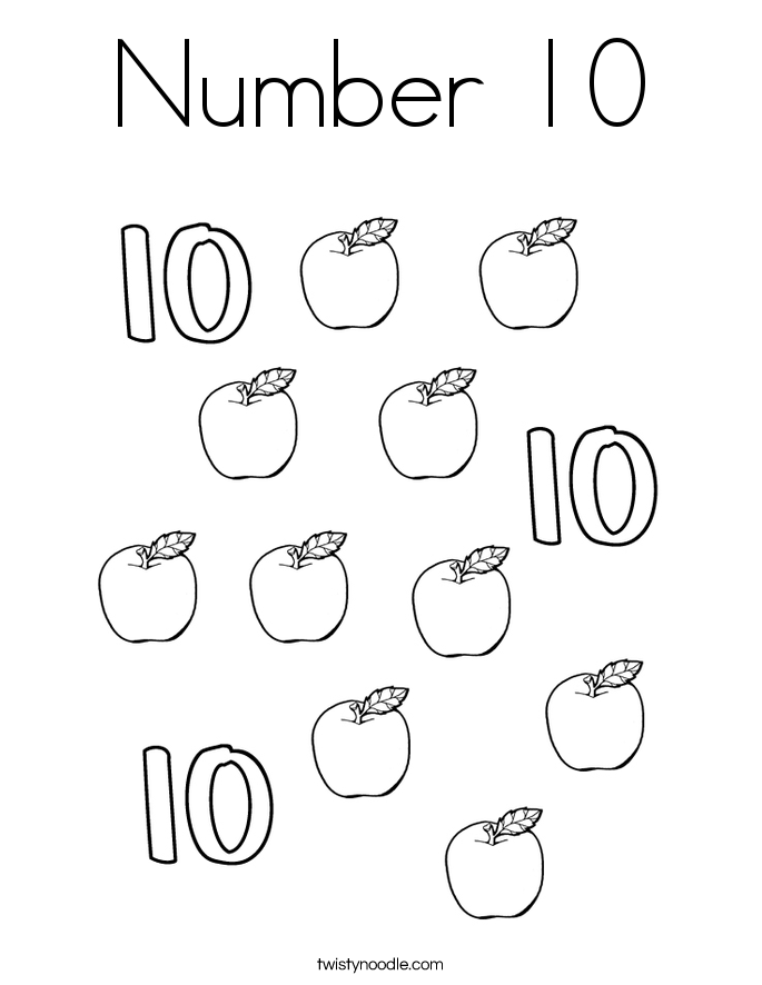 Number 10 Coloring Page Twisty Noodle Number 10 Coloring Page Twisty Noodle