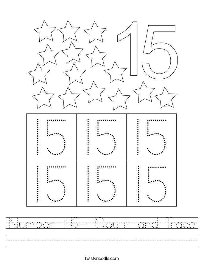 Number 15- Count and Trace Worksheet - Twisty Noodle Number 15- Count and Trace Worksheet - Twisty Noodle