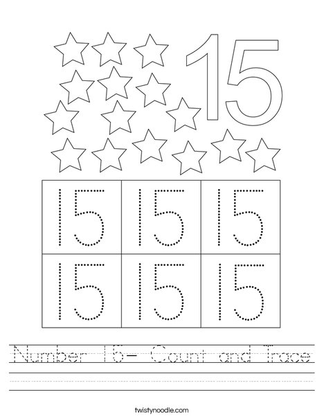 Number 15- Count and Trace Worksheet - Twisty Noodle Number 15- Count and Trace Worksheet - Twisty Noodle
