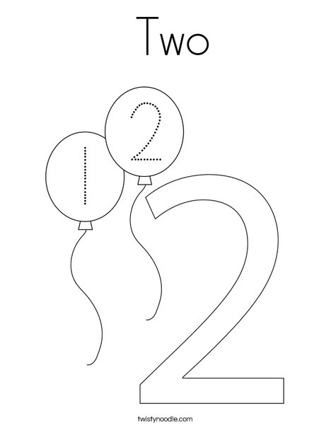 Two Coloring Page - Twisty Noodle Two Coloring Page - Twisty Noodle