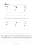 Number 7 Writing Practice Worksheet - Twisty Noodle