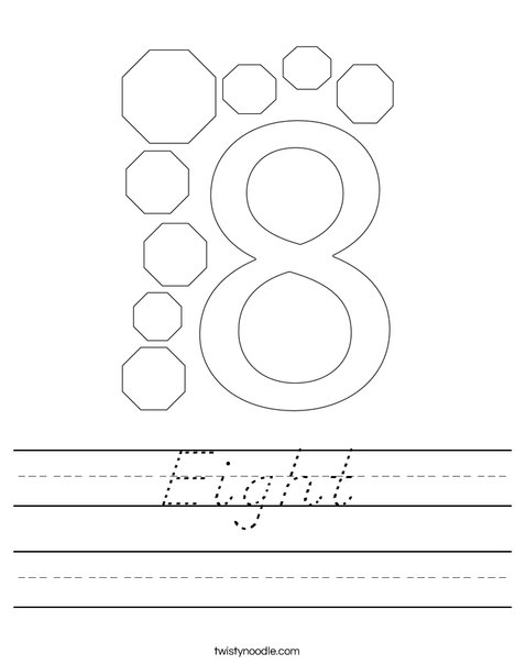 Eight Worksheet - D'Nealian - Twisty Noodle