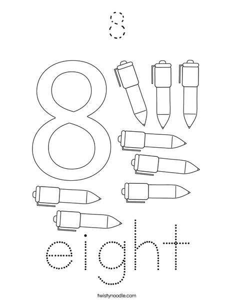 8 Coloring Page - Tracing - Twisty Noodle