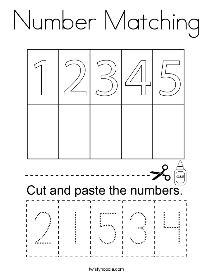 Number Matching Coloring Page - Twisty Noodle Number Matching Coloring Page - Twisty Noodle