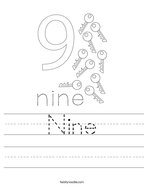 Number 9 Worksheets - Twisty Noodle
