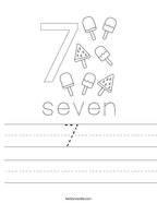 Number 7 Worksheets - Twisty Noodle