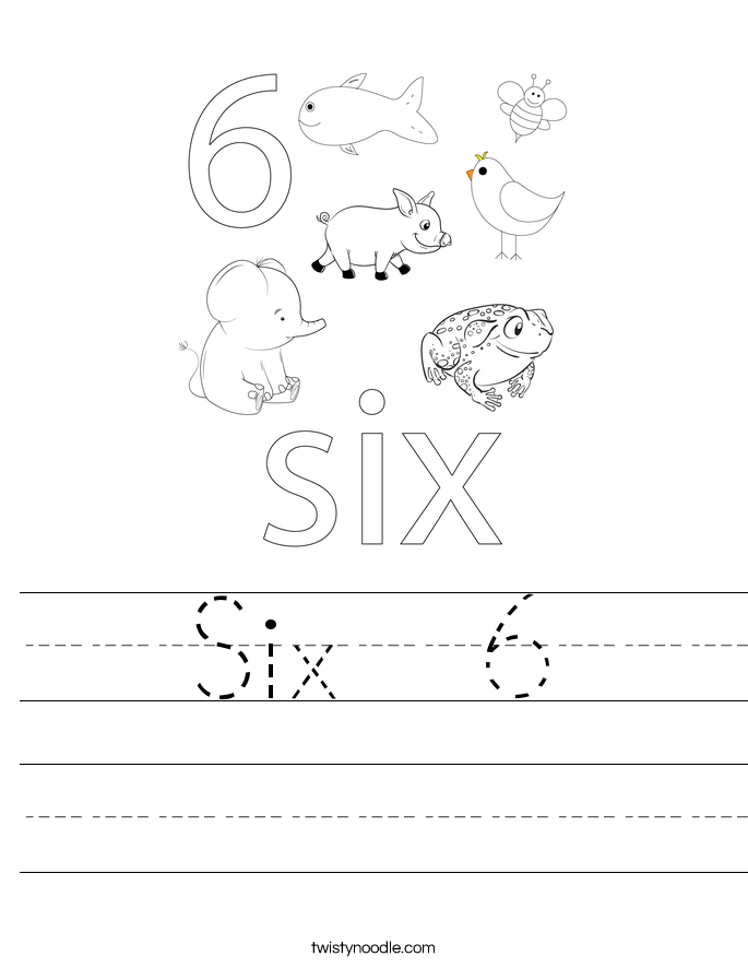 Six 6 Worksheet - Twisty Noodle