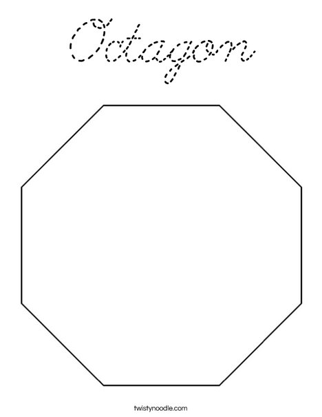 Octagon Coloring Page - Cursive - Twisty Noodle