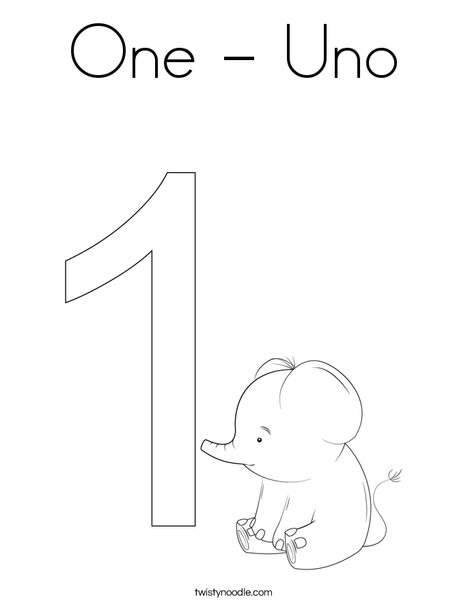 One - Uno Coloring Page - Twisty Noodle
