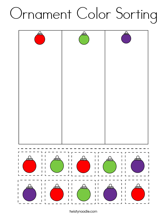 Ornament Color Sorting Coloring Page - Twisty Noodle Ornament Color Sorting Coloring Page - Twisty Noodle