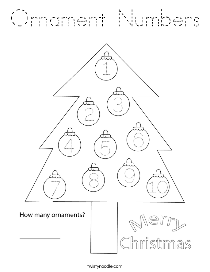 Ornament Numbers Coloring Page - Tracing - Twisty Noodle