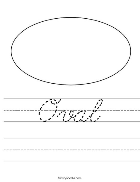 Oval Worksheet - Cursive - Twisty Noodle