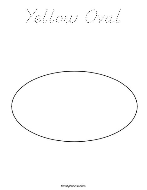 Yellow Oval Coloring Page - D'Nealian - Twisty Noodle