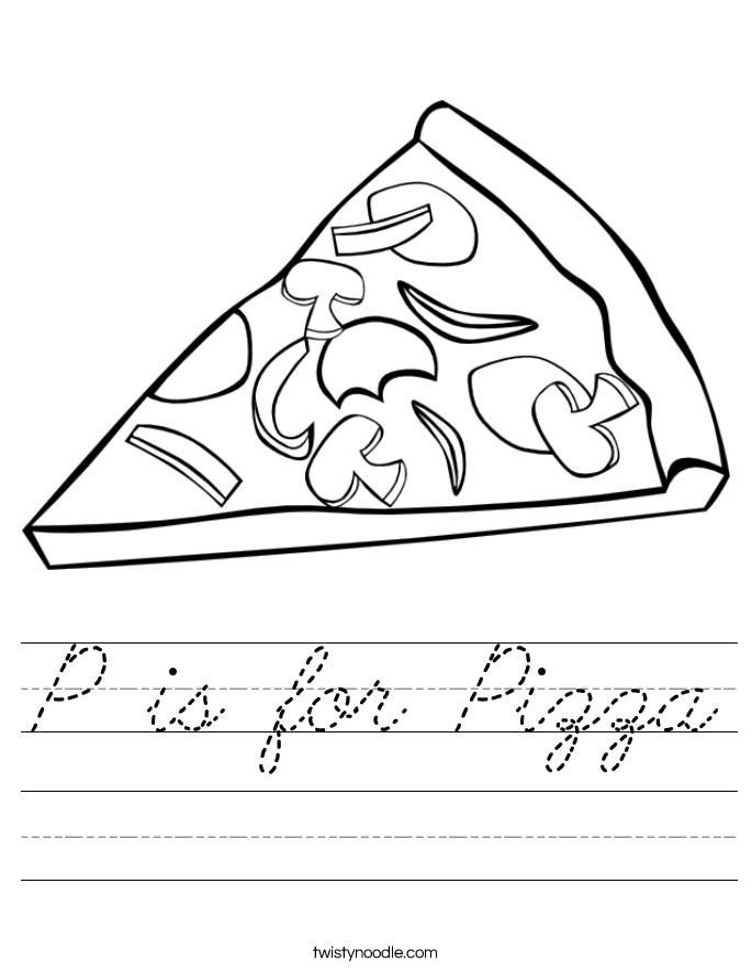 P Is For Pizza Worksheet Cursive Twisty Noodle