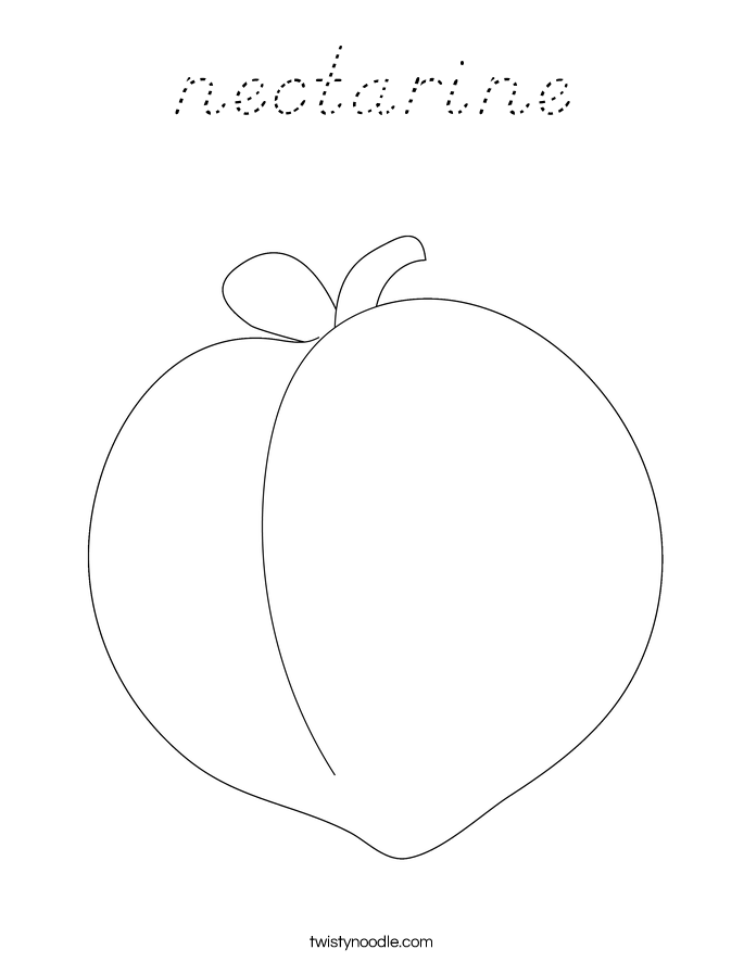 nectarine Coloring Page - D'Nealian - Twisty Noodle