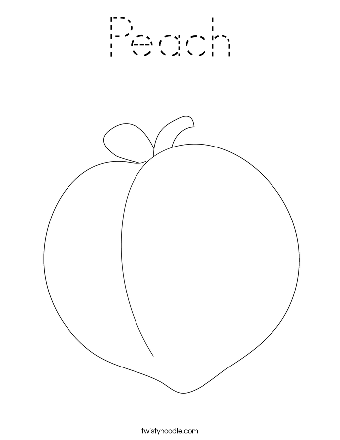 Peach Coloring Page - Tracing - Twisty Noodle