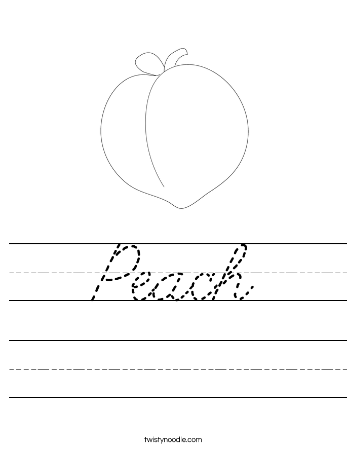 Peach Worksheet - Cursive - Twisty Noodle