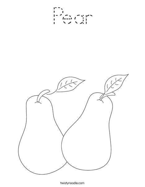 Pear Coloring Page - Tracing - Twisty Noodle