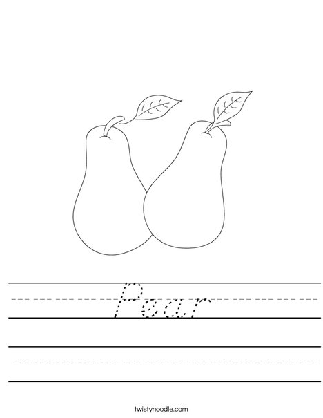 Pear Worksheet - D'Nealian - Twisty Noodle