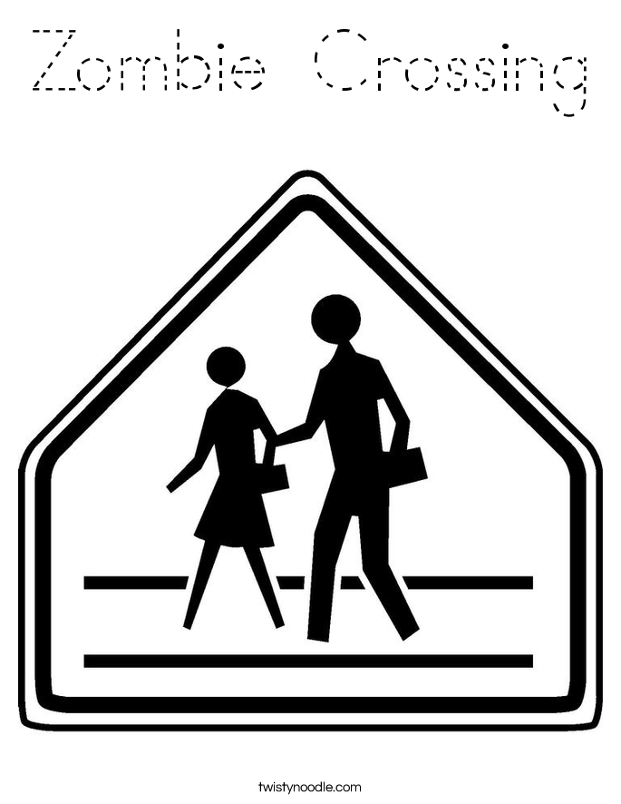Zombie Crossing Coloring Page - Tracing - Twisty Noodle Zombie Crossing Coloring Page - Tracing - Twisty Noodle
