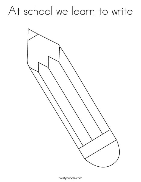 At school we learn to write Coloring Page - Twisty Noodle