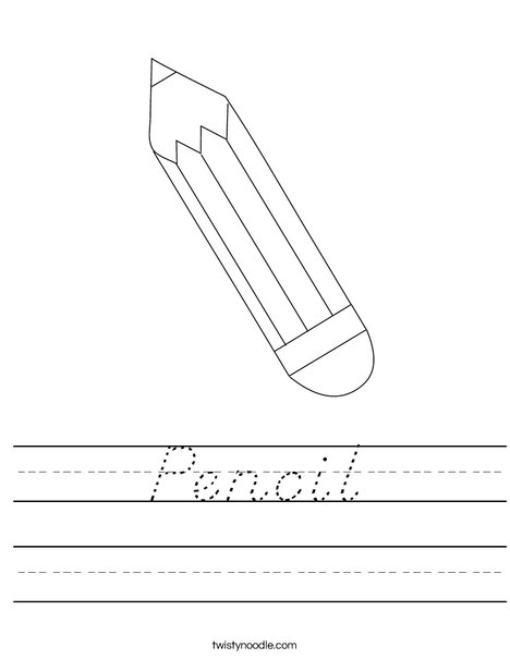 Pencil Worksheet - D'Nealian - Twisty Noodle