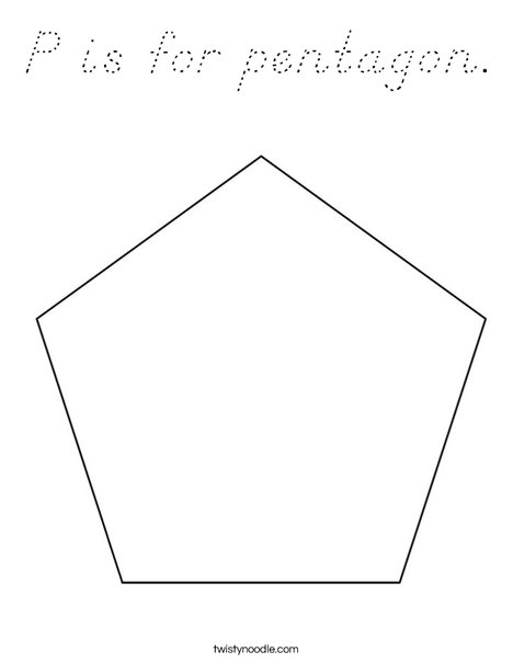 P is for pentagon Coloring Page - D'Nealian - Twisty Noodle