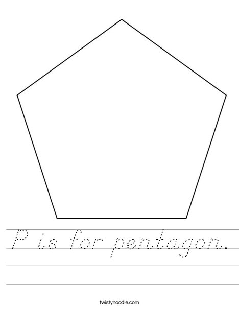 P is for pentagon Worksheet - D'Nealian - Twisty Noodle