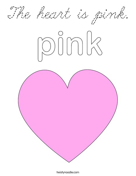 The heart is pink Coloring Page - Cursive - Twisty Noodle
