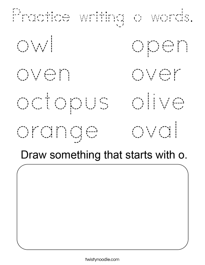 Practice Writing O Words Coloring Page Tracing Twisty Noodle practice-writing-o-words-coloring-page-tracing-twisty-noodle