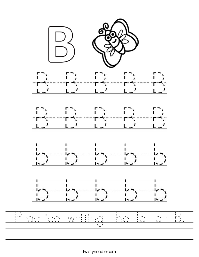 Practice Writing The Letter B Worksheet Twisty Noodle Practice Writing The Letter B Worksheet Twisty Noodle
