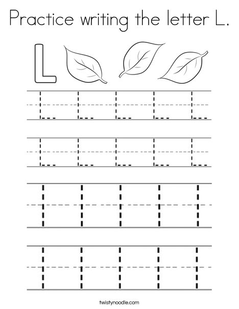 Practice Writing The Letter L Coloring Page Twisty Noodle Practice Writing The Letter L Coloring Page Twisty Noodle