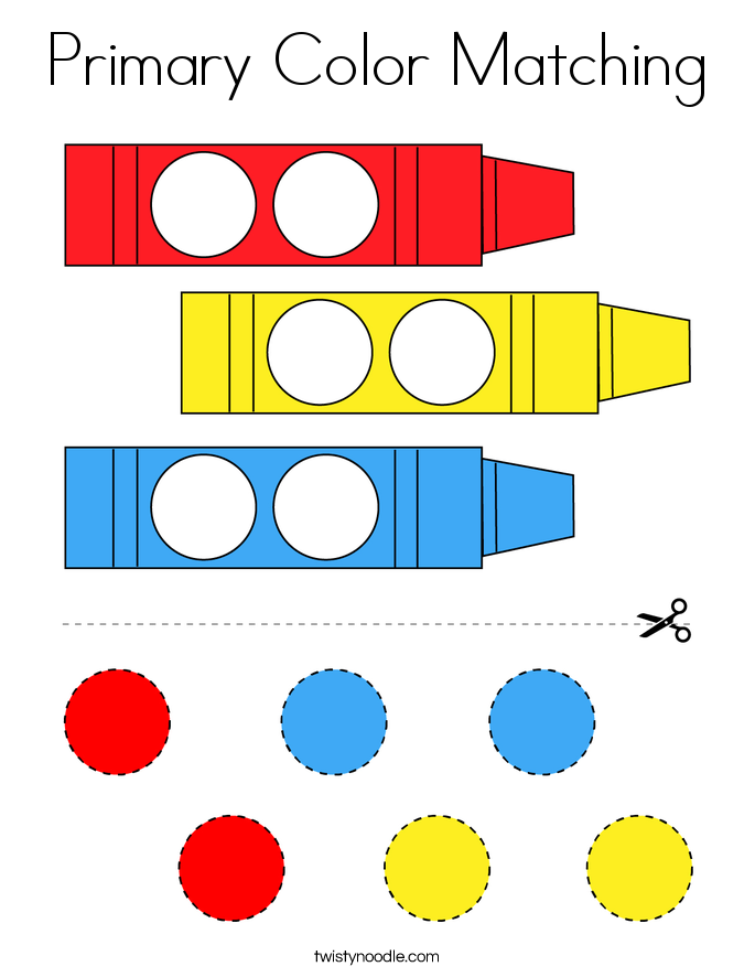 Primary Color Matching Coloring Page - Twisty Noodle Primary Color Matching Coloring Page - Twisty Noodle