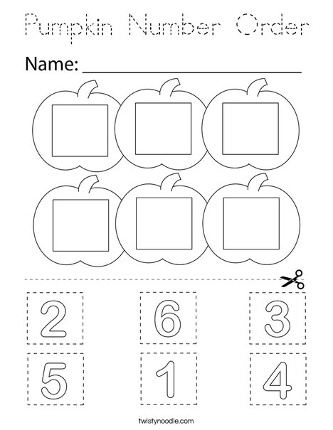 Pumpkin Number Order Coloring Page - Tracing - Twisty Noodle