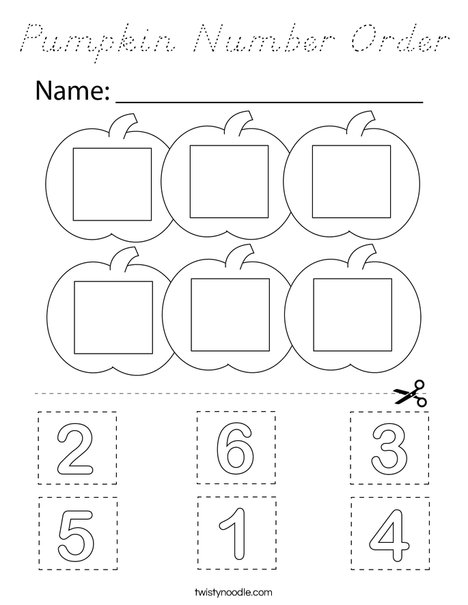 Pumpkin Number Order Coloring Page - D'Nealian - Twisty Noodle