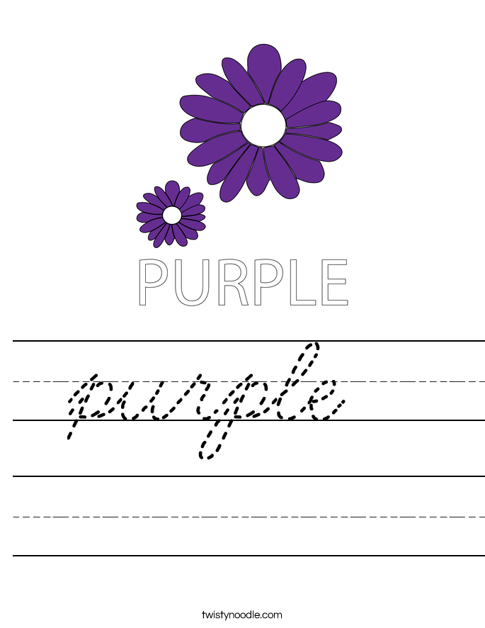 purple Worksheet - Cursive - Twisty Noodle