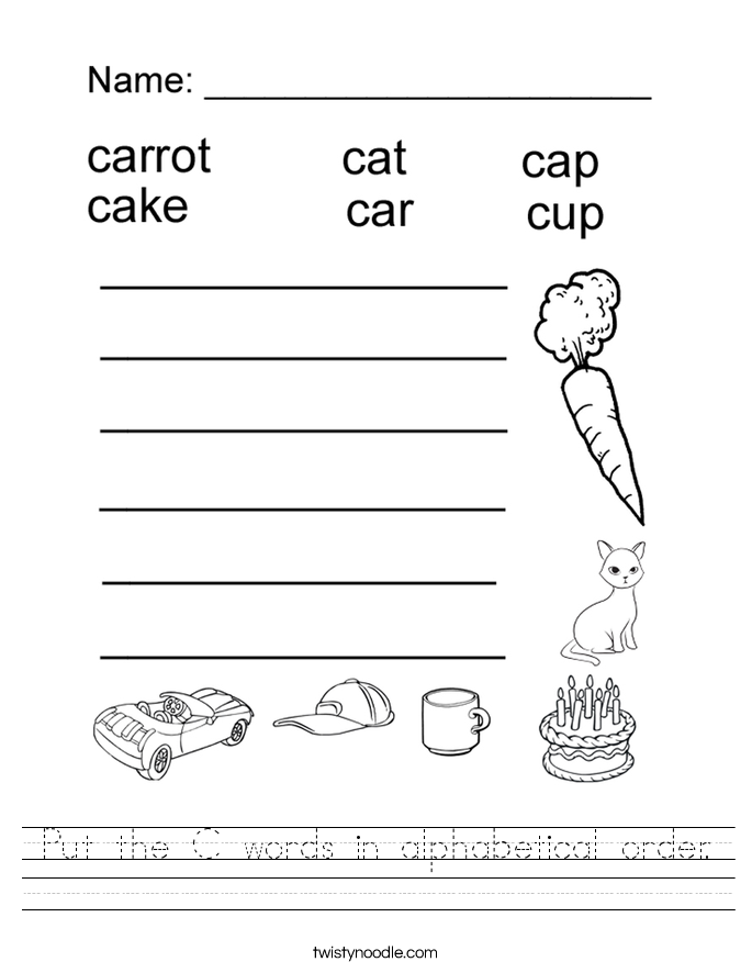 Put The C Words In Alphabetical Order Worksheet Twisty Noodle Put The C Words In Alphabetical Order Worksheet Twisty Noodle