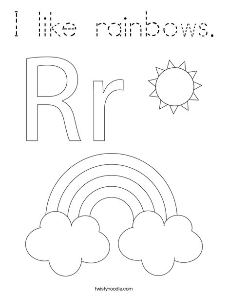 I like rainbows Coloring Page - Tracing - Twisty Noodle