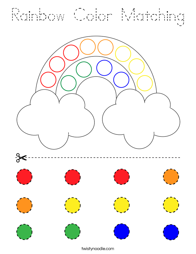 Rainbow Color Matching Coloring Page - Tracing - Twisty Noodle Rainbow Color Matching Coloring Page - Tracing - Twisty Noodle