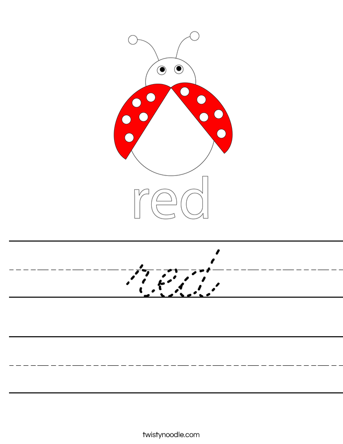 Red Worksheet Cursive Twisty Noodle red-worksheet-cursive-twisty-noodle