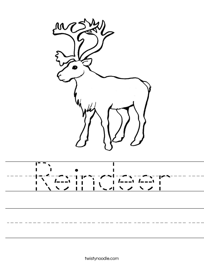 Reindeer Worksheet Twisty Noodle Reindeer Worksheet Twisty Noodle