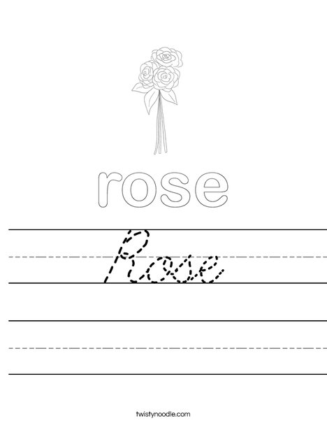 Rose Worksheet - Cursive - Twisty Noodle
